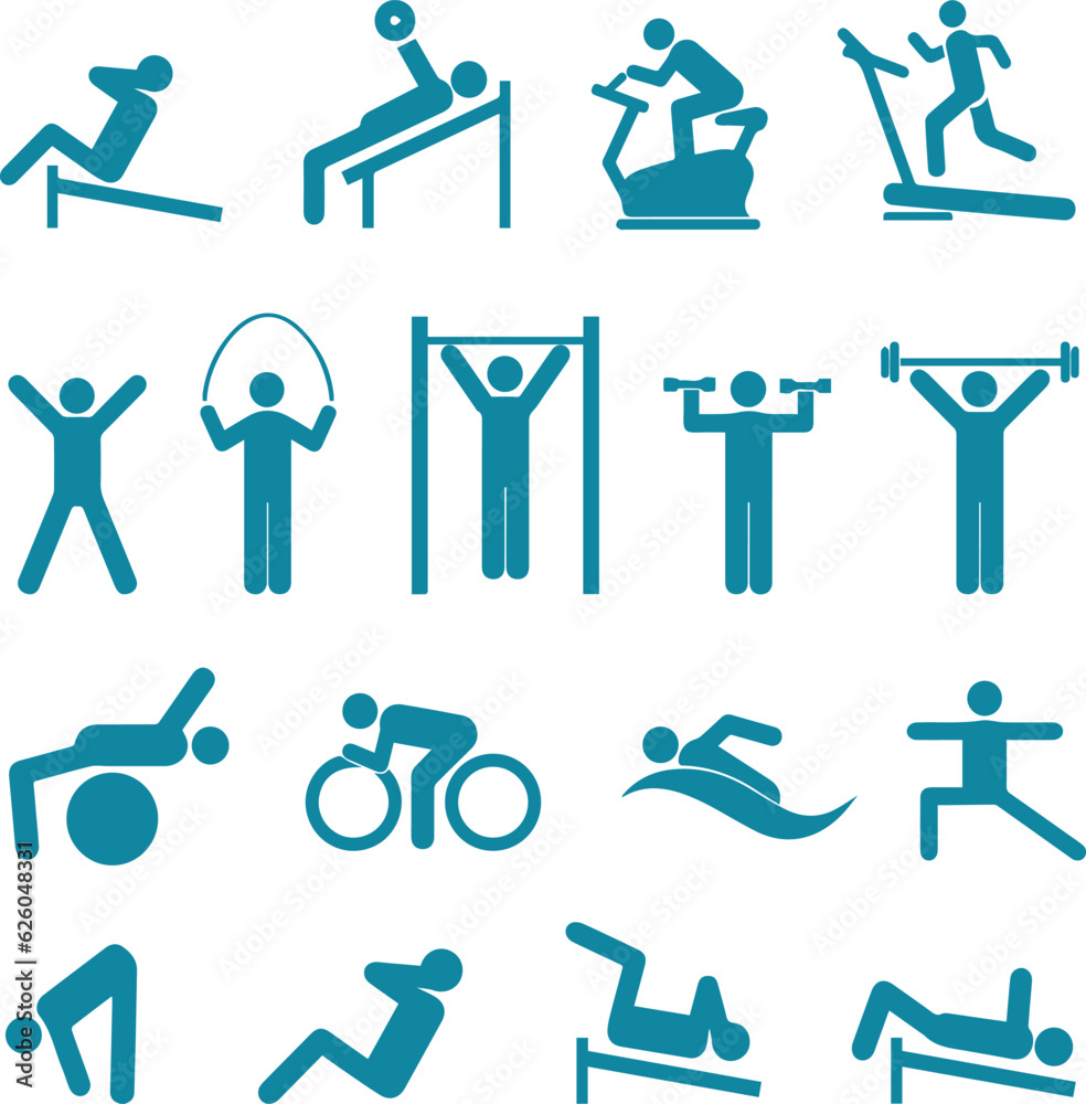 gym physical fitness and physical training vector art design, icon ...