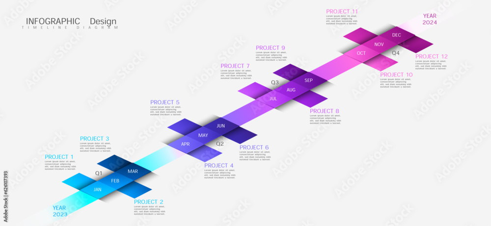 Infographic workflow diagram 12 months infographic number Process flow ...
