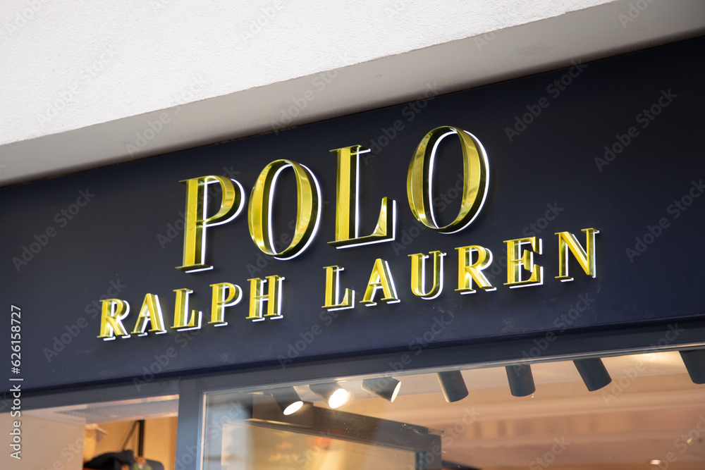 ralph lauren polo brand text facade store signage chain and logo sign ...