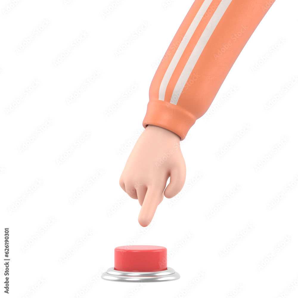 Transparent Backgrounds Mock-up.The red stop button hand presses pop ...