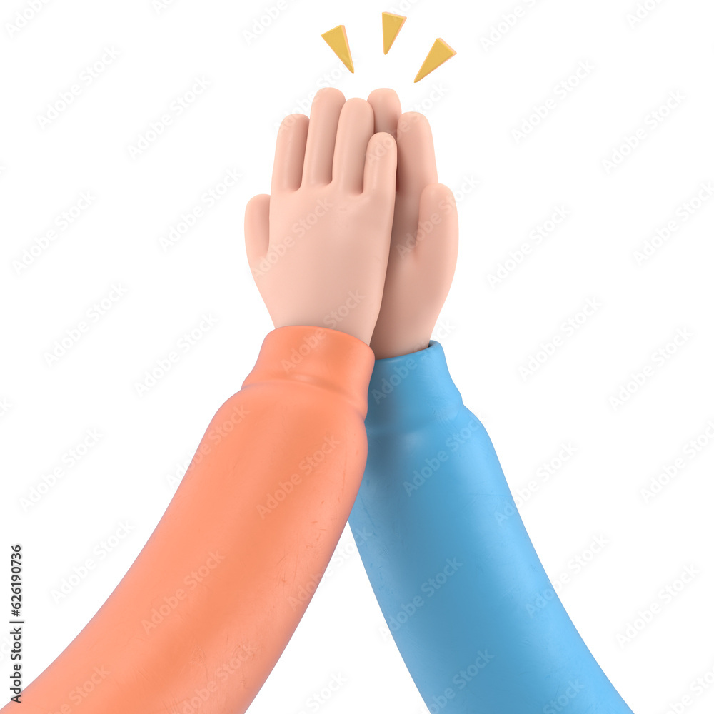 Transparent Backgrounds Mock-up.Cartoon character hands High five ...