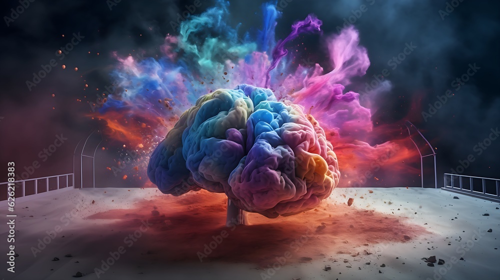 Explosive Mindscapes - Concept Art of Human Brain Bursting with ...