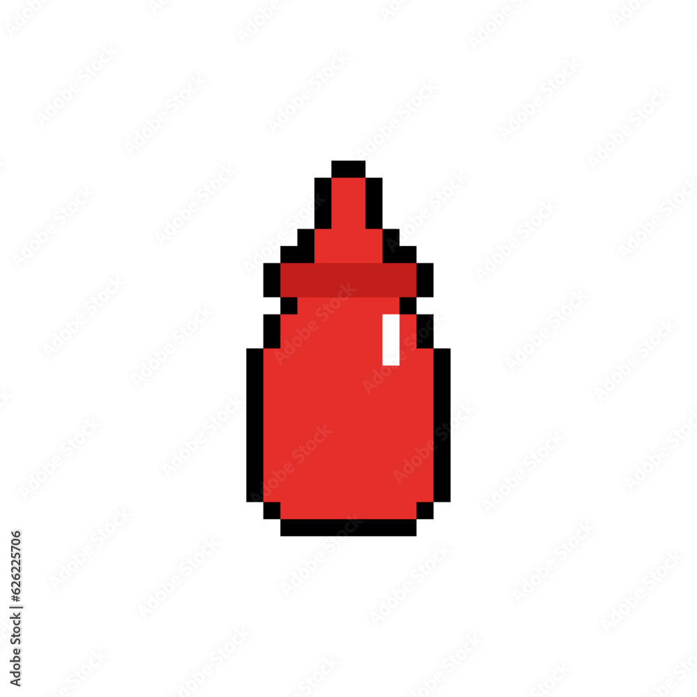 Ketchup pixel art icon isolated. 8 bit food sign. pixelated Symbol for ...