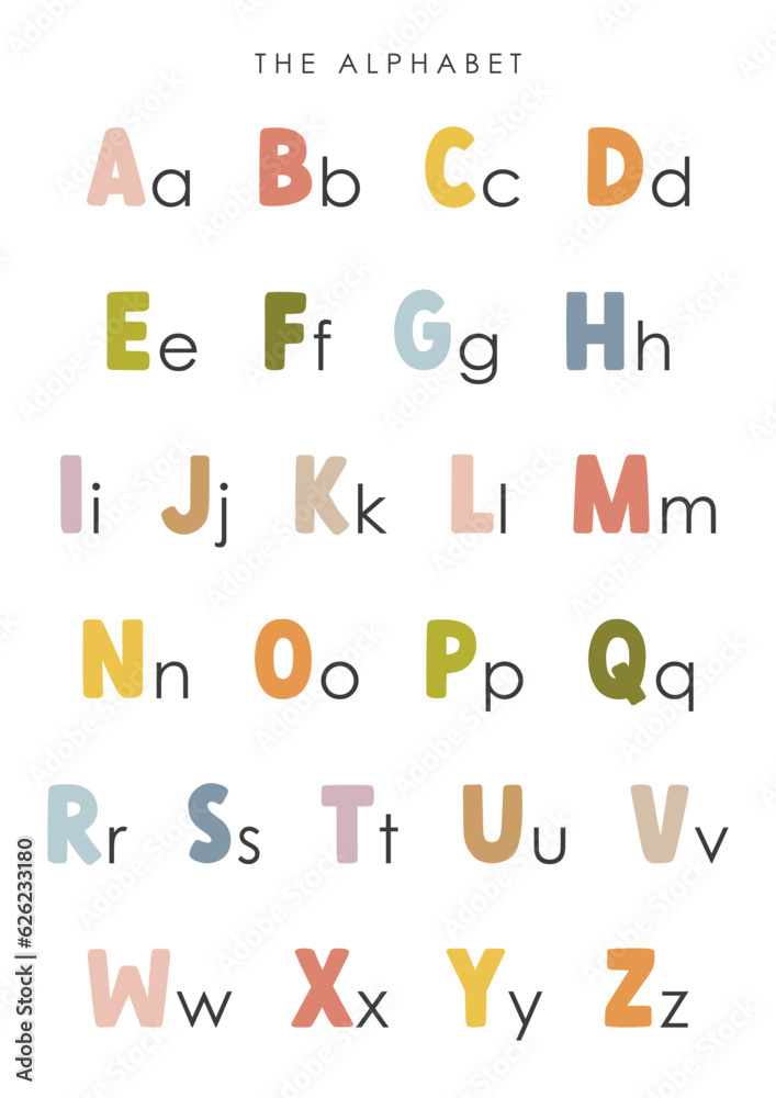 Alphabet illustration, educational material, kids vector, kindergarten ...