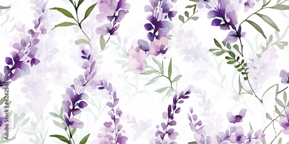 Lavender pressed dried flowers. Seamless pattern with Lavender floral ...