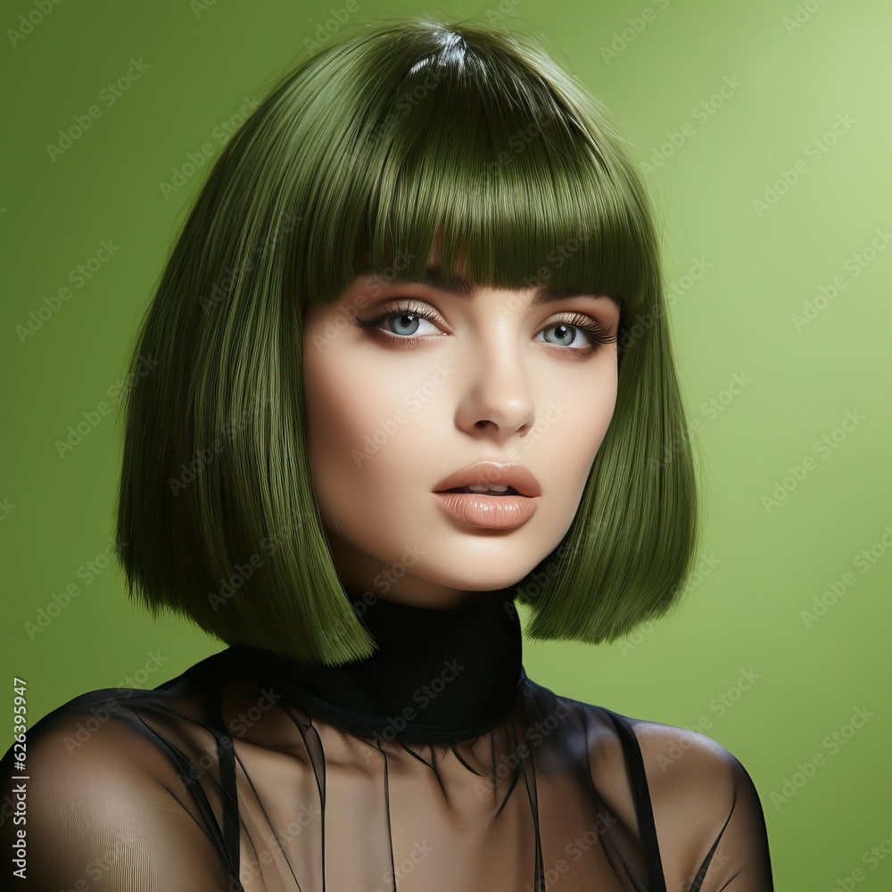 Beautiful fashion model with bob hairstyle, studio shot. Fashion ...