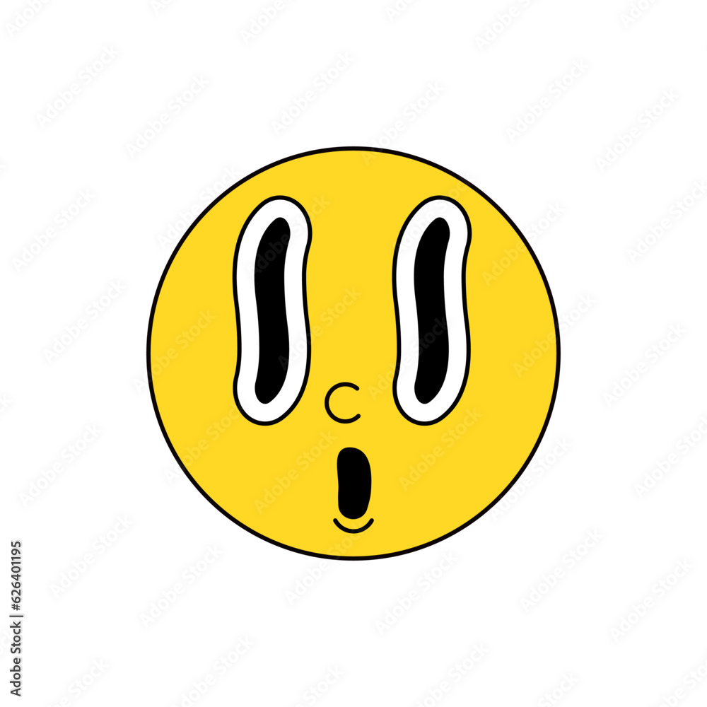 Retro Vintage Emoticon Experiencing Psychedelic Awe. Trippy and ...