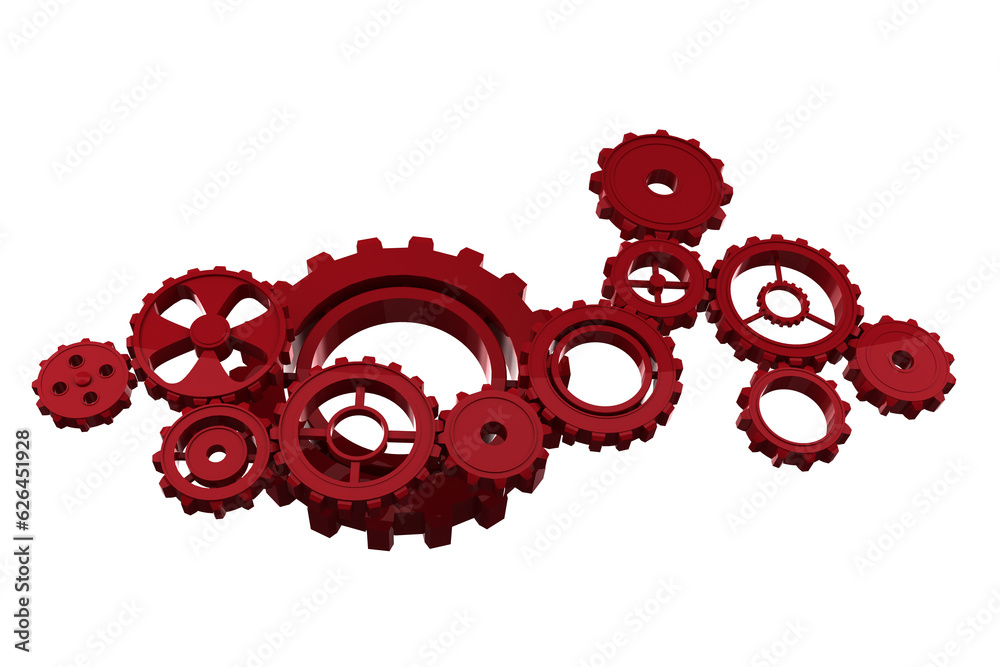 Digital png illustration of red cog wheels on transparent background ...