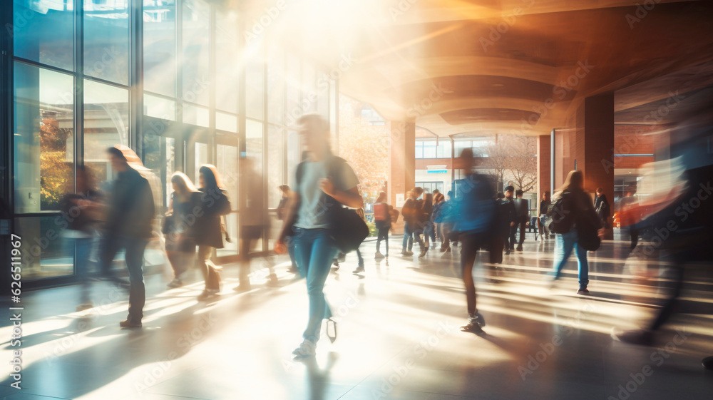 A bustling university or college environment where students are seen ...