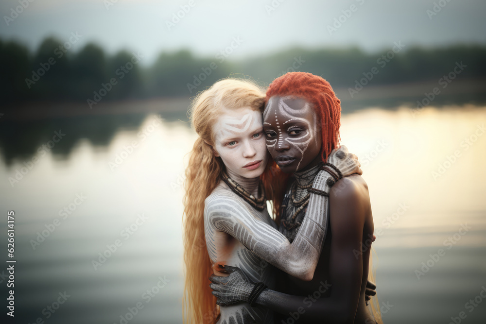 Diversity ebony and ivory image of friendship and love between ...