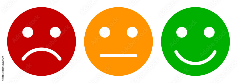 Happy, neutral and sad emoji smiley faces line icon, cartoon emoticons ...