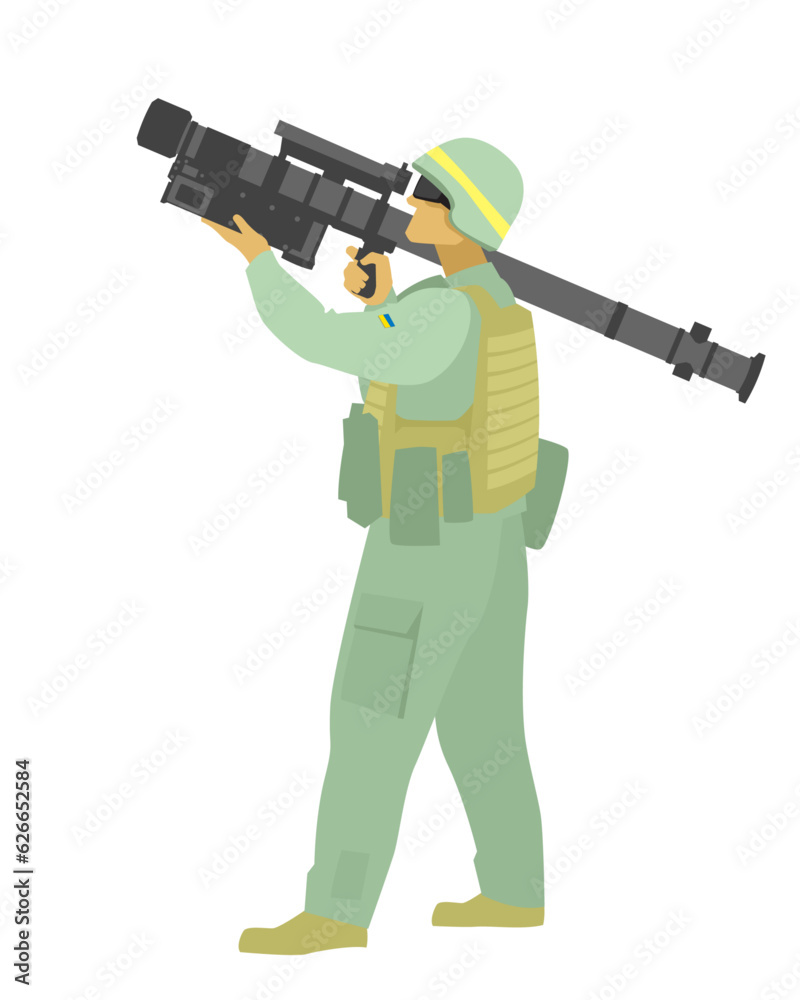 Ukrainian troops. Air defense. MANPADS. Infantryman with FIM-92 Stinger ...