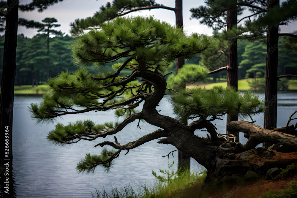 Japanese black pine (Pinus thunbergii) - Japan - Evergreen trees with ...