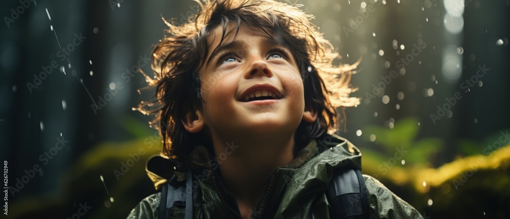 Child in Rainforest Wonder captures the joy and amazement of a young ...