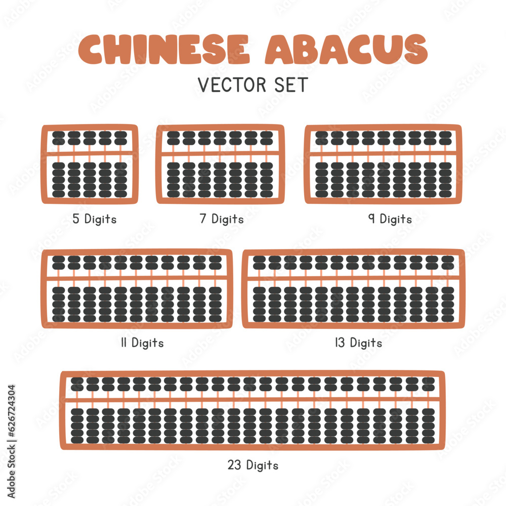 Chinese Abacus Clipart Set Of Chinese Wooden Abacus Also Known As Suanpan With Different