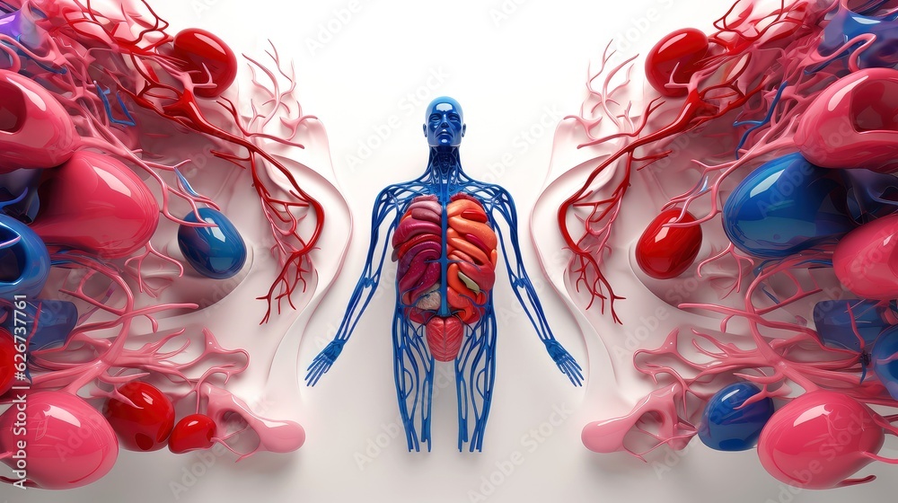 3D illustration of the human organ systems, Human internal organs ...