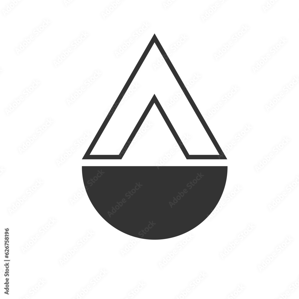 Letter "A" with half circle logo that forming like a water droplet ...