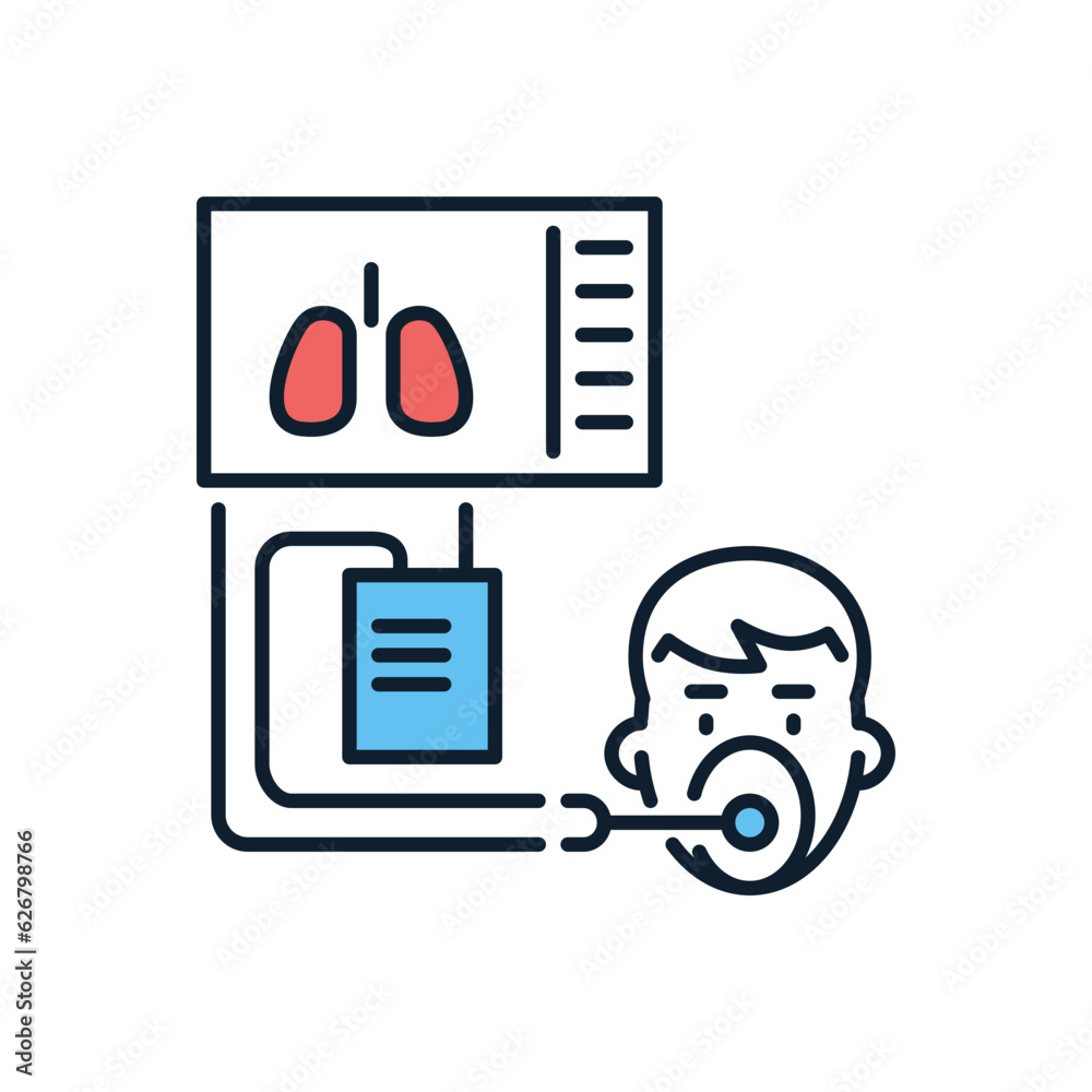 Medical ventilator related vector icon. Ventilator with image of lungs ...