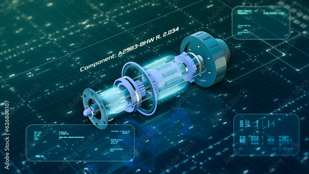 Cad futuristic interface, computer aided design concept, mechanical ...