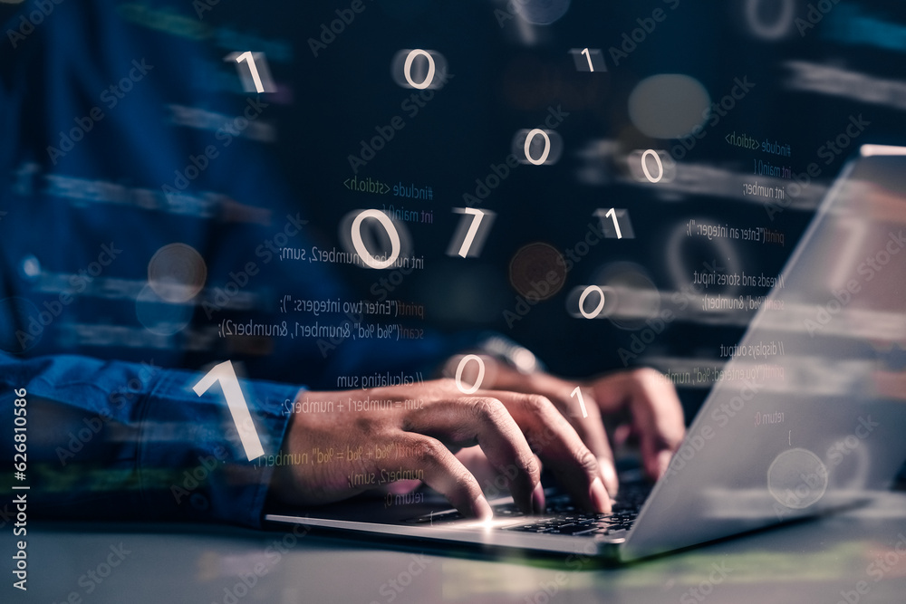 Foto Concept digital and technology, coding, information, software, binary, engineer ...