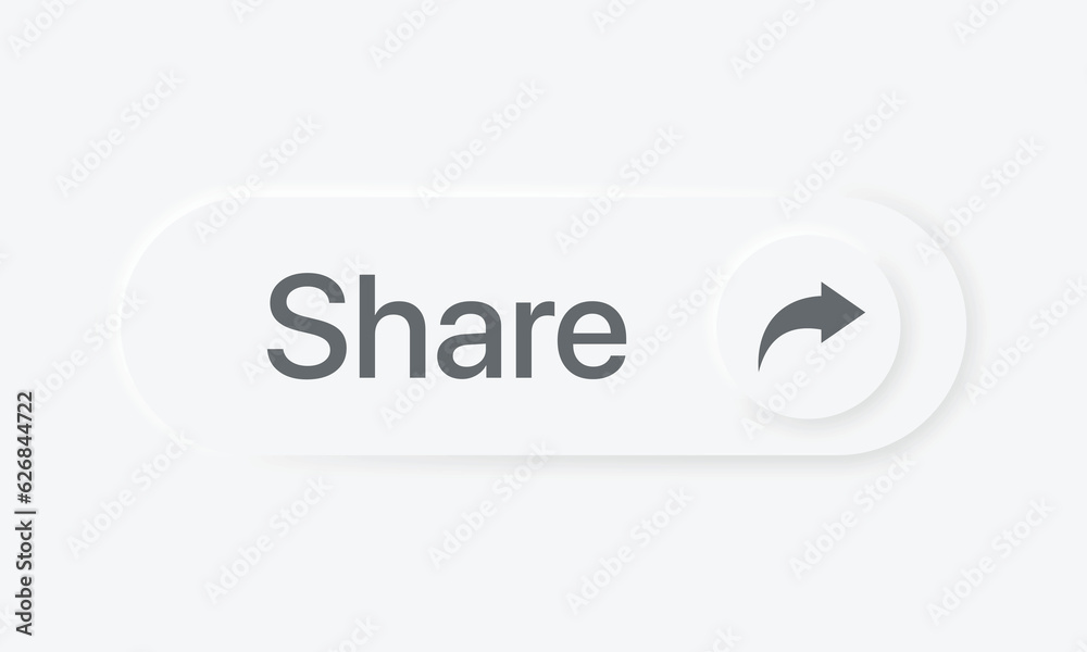 3D vector share buttons in neumorphic style design. Share button on ...