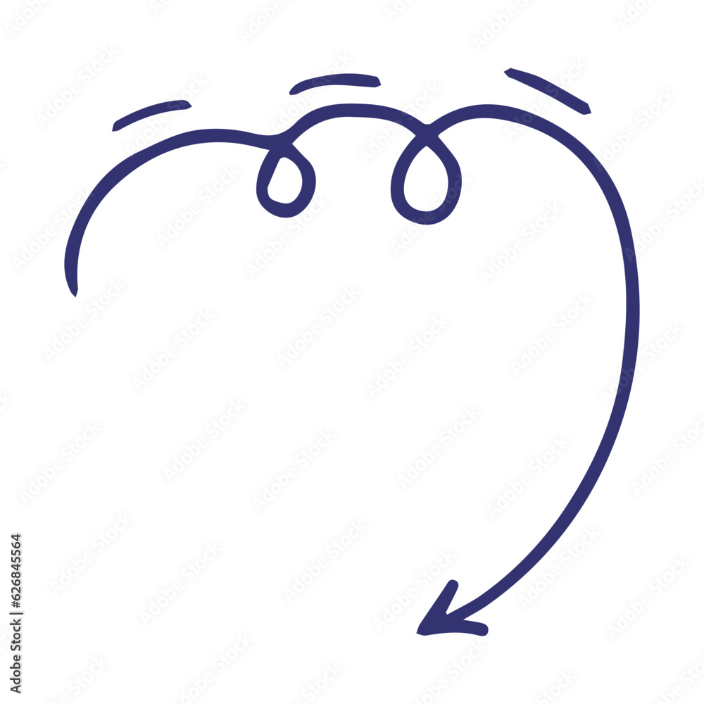 Curved handdrawn arrow vector design element. Abstract customizable ...