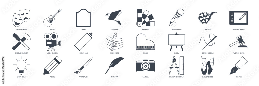 Art icon set, Design and drawing symbols collection, logo illustrations ...