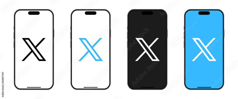 Twitter new logo with Phone . Twitter icons.Twitter X logo .Vector 素材庫 ...