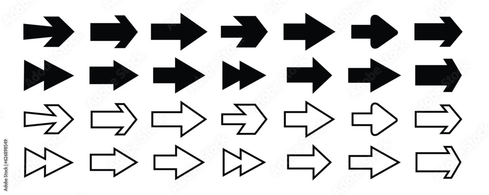 Mega set of vector arrows. Direction symbols. Arrow collection. Simple ...