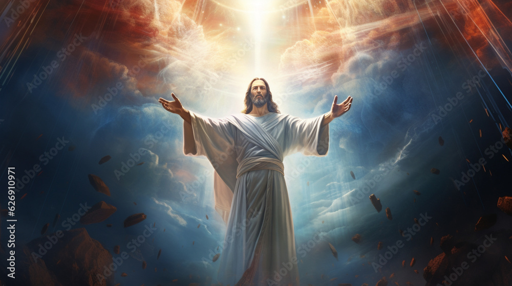 An awe-inspiring depiction of the Divine Mercy, with Jesus extending ...