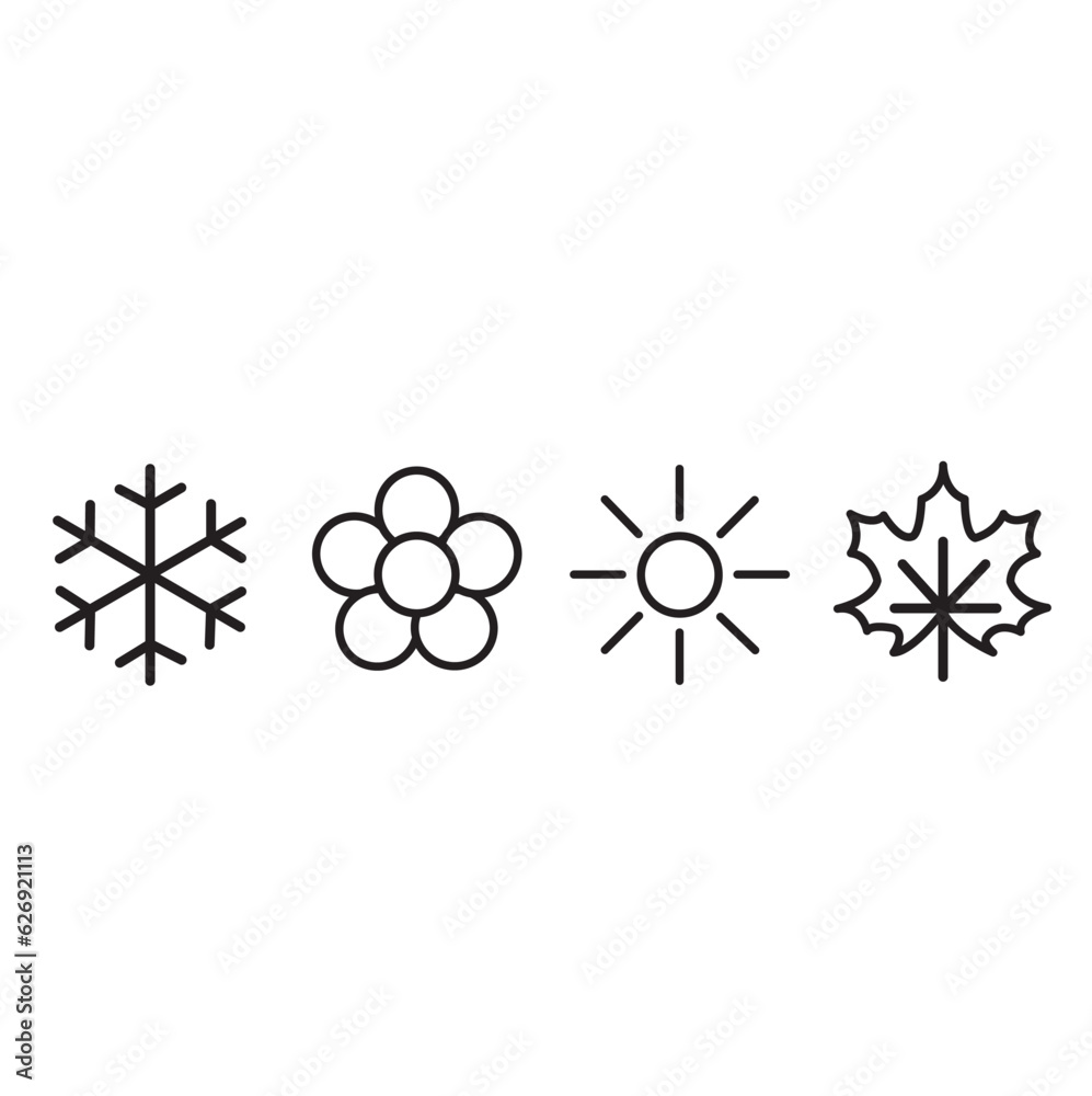 Iconos de las diferentes cuatro estaciones del año: Invierno, primavera ...