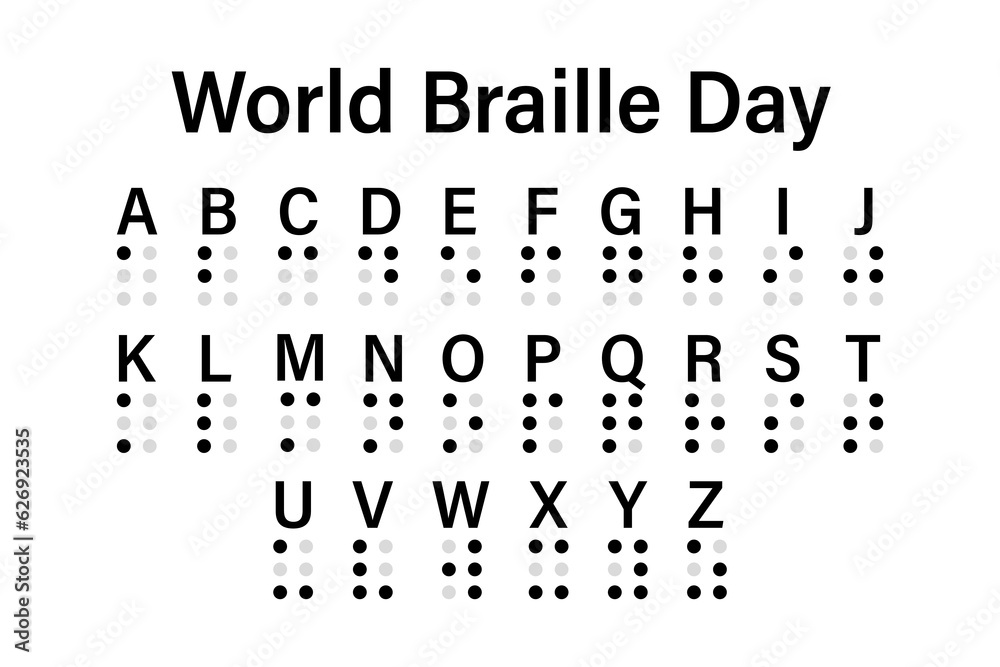 World Braille Day. Braille Visually Impaired Writing System Symbols ...