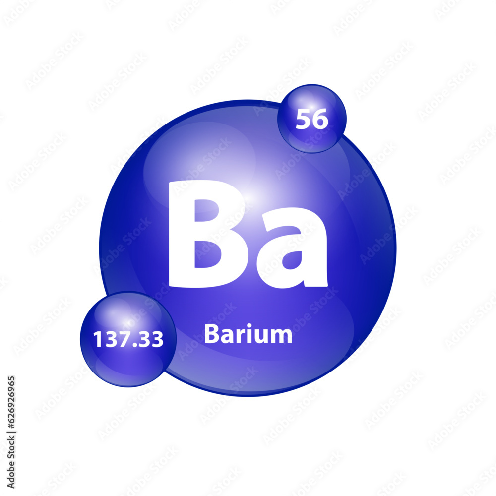 Barium (Ba) icon structure chemical element round shape circle blue dark 3D Illustration vector ...
