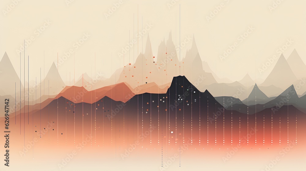 Abstract data science concept, visualization of data graphs in subtle ...