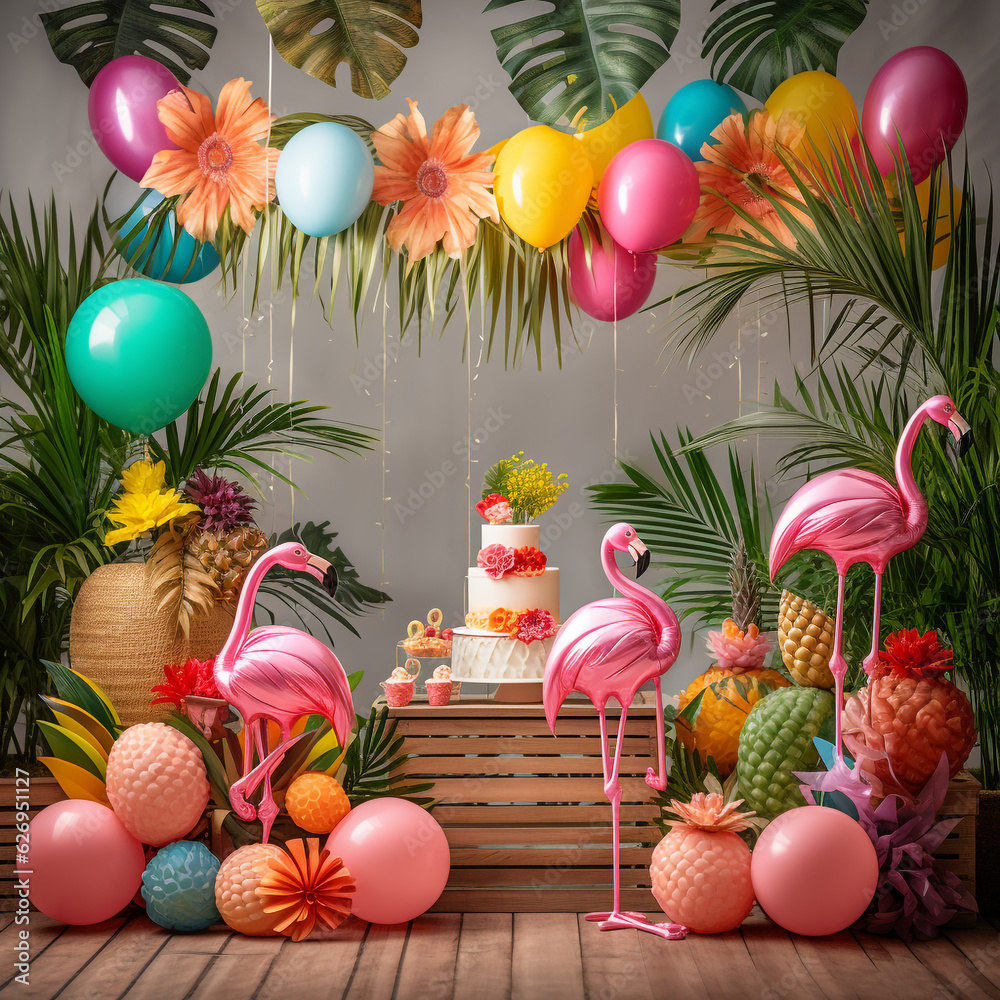 Where the tropics meet your birthday A unique border design featuring ...