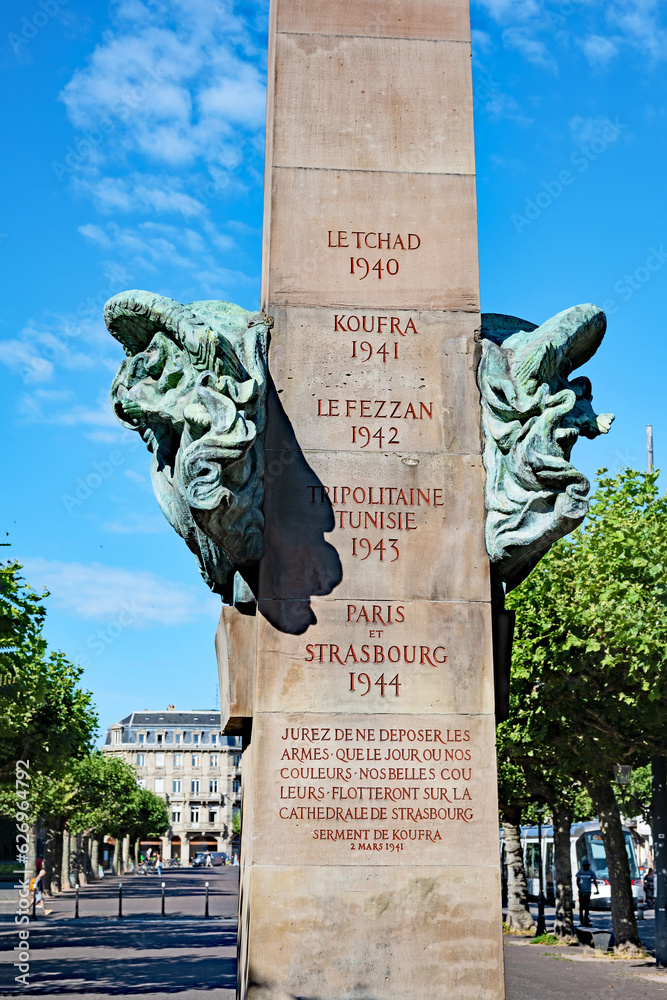 Monument in Strasbourg, France, to the 2nd French Armored Division in ...