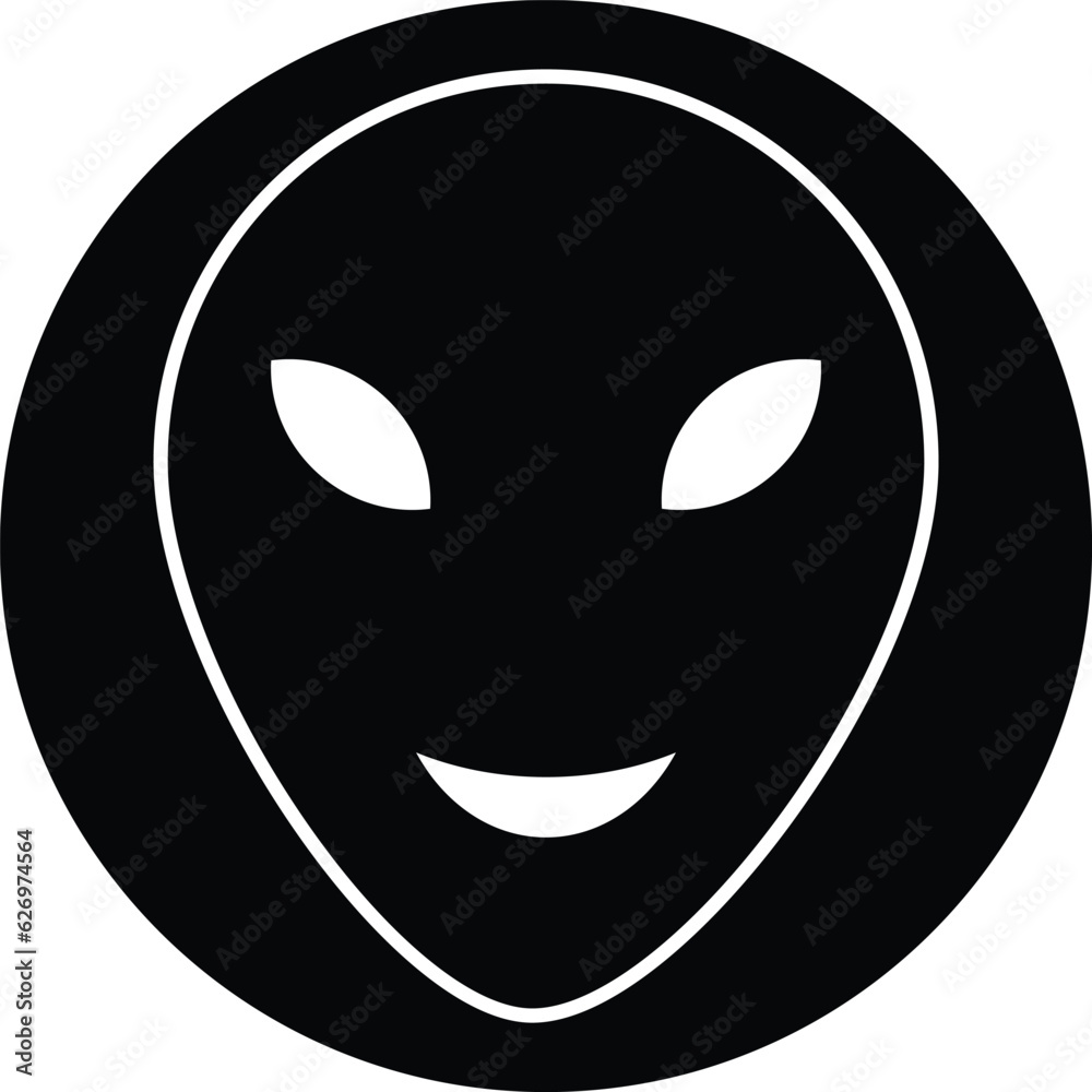 Extraterrestrial alien face or head symbol line art vector icon for ...