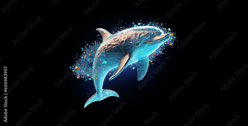 3d cute dolphin jumping fractal noise style hd wallpaper. Generative Ai ...