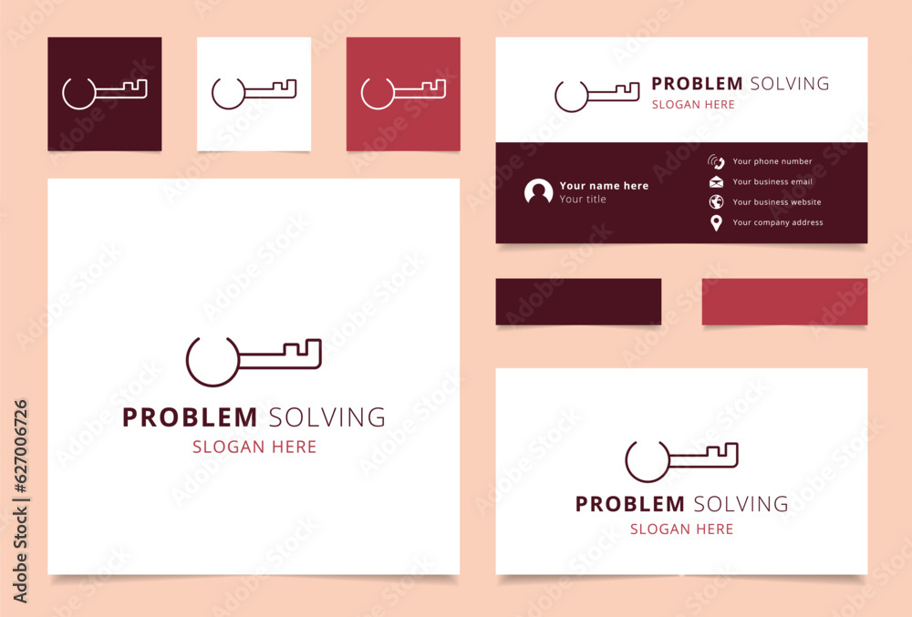 Problem solving logo design with editable slogan. Branding book and ...