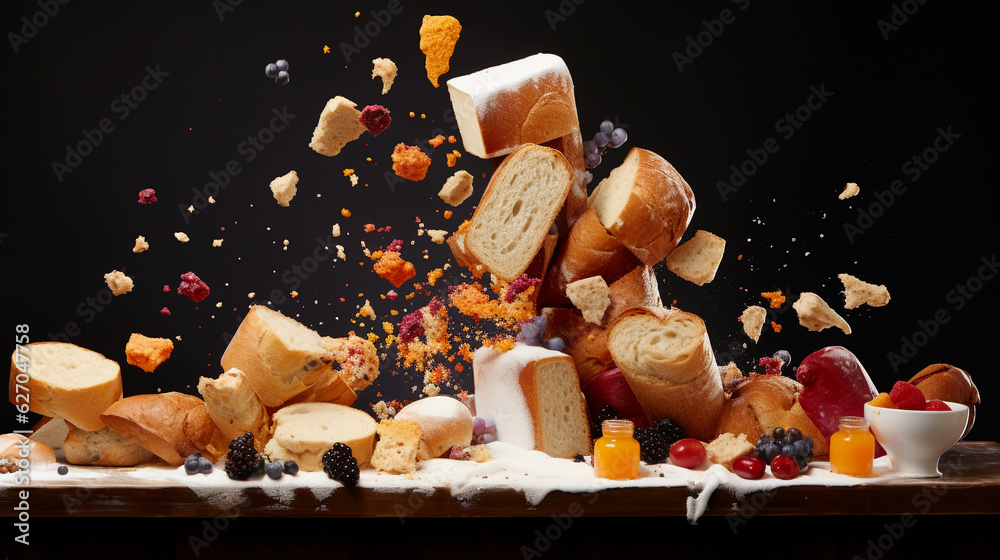 Deconstructed still - life of gluten - free bakery items: a burst of ...