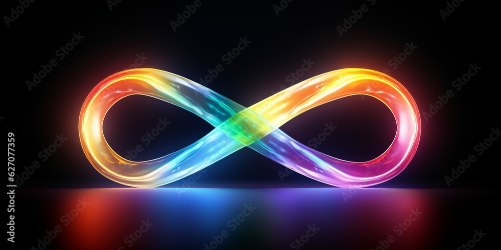 Glowing Rainbow Infinity Symbol on Black Background, Autism Spectrum ...