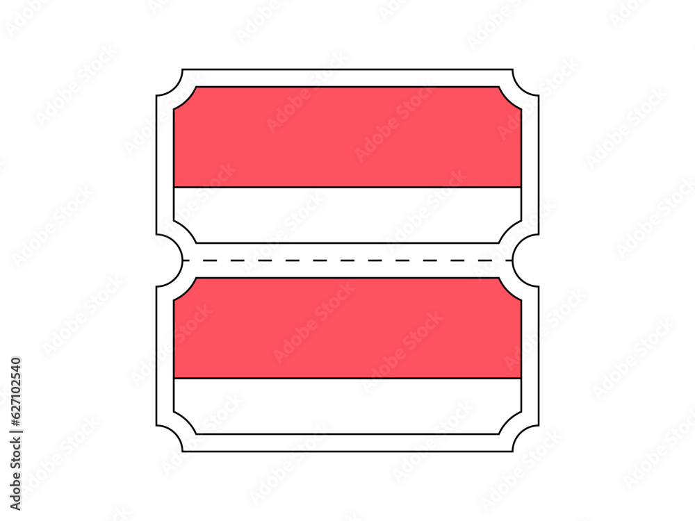 2 part blank raffle ticket template. Clipart image isolated on white ...