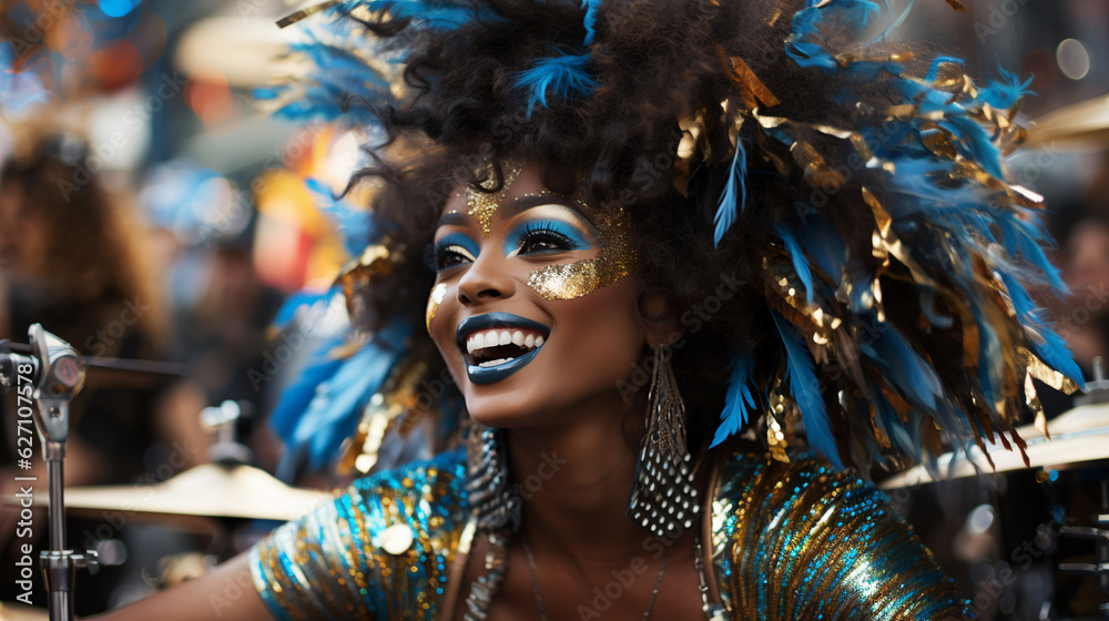 Young Women African Origin In Caribbean Costume Caribbean Festival Style Parade And Party