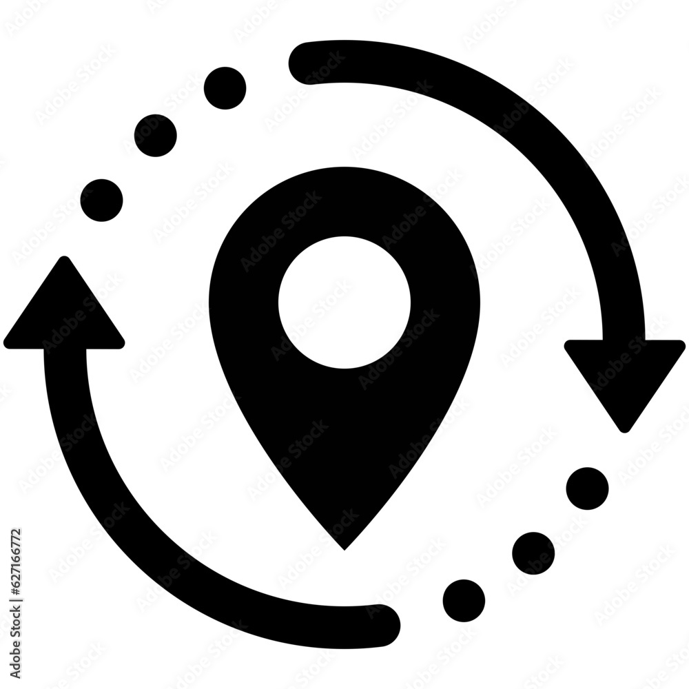 Black round update position mark icon, simple tracking state flat ...