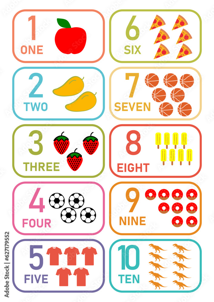 Printable flashcard collection for numbers from 1 to 10 for children ...