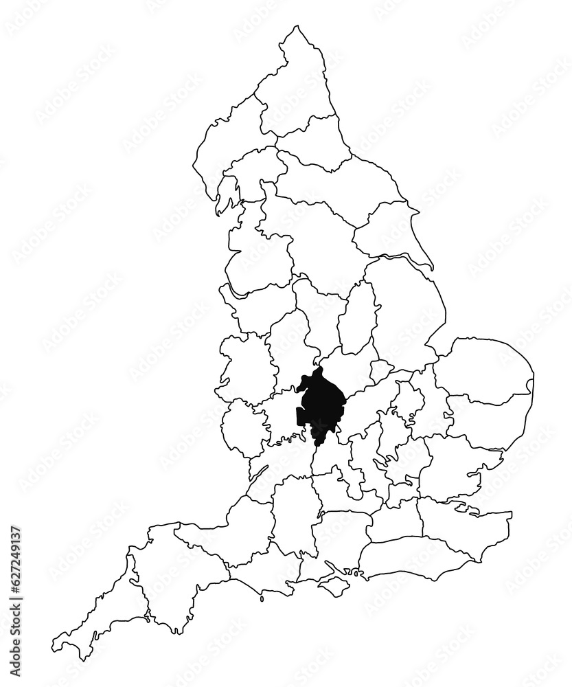 Map of Warwickshire County in England on white background. single ...