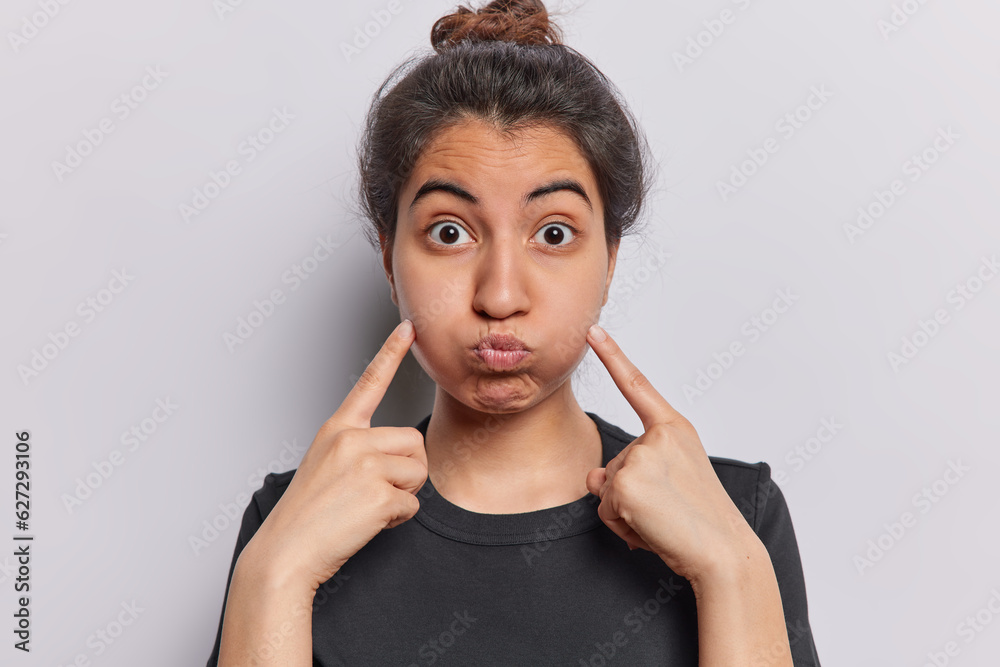 Photo Stock Portrait of funny young Brazilian woman with dark hair ...