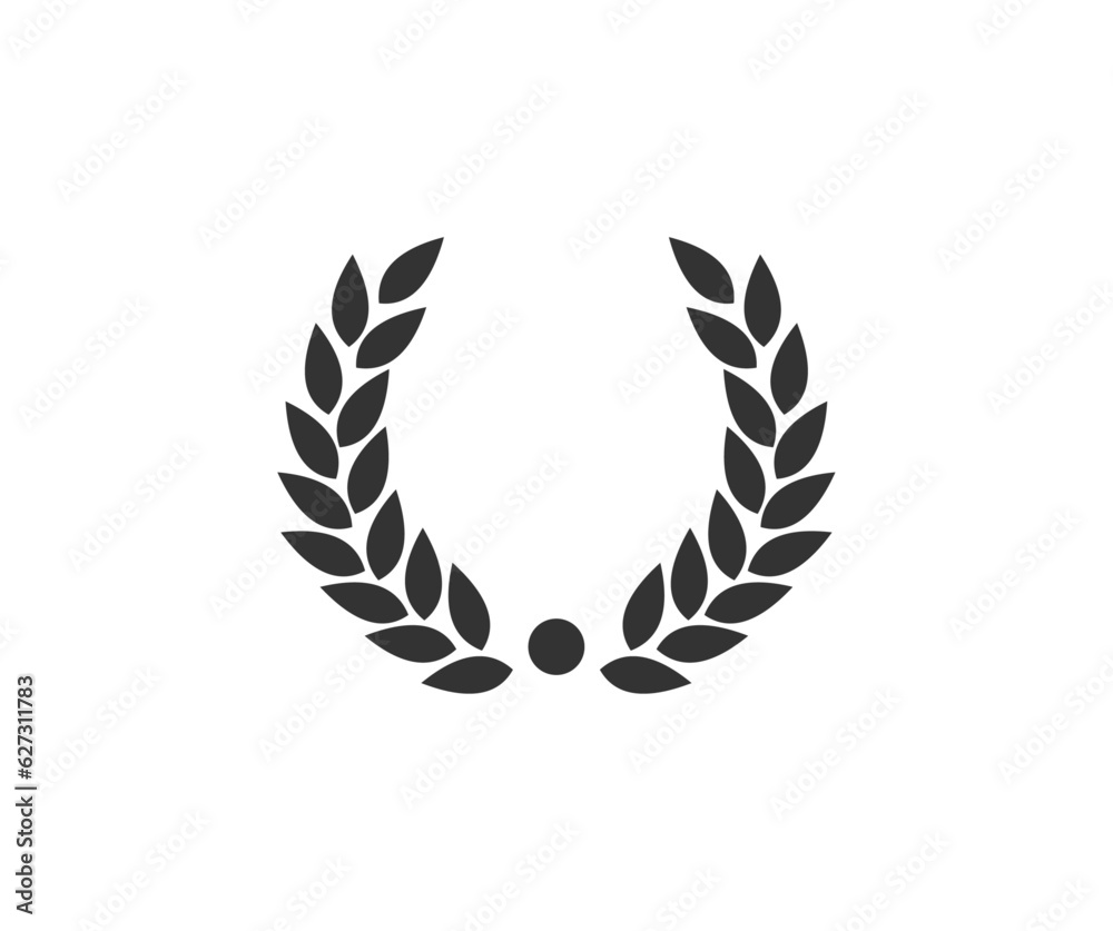 Laurel wreath of victory icon. Heraldic trophy crest, Greek and Roman ...