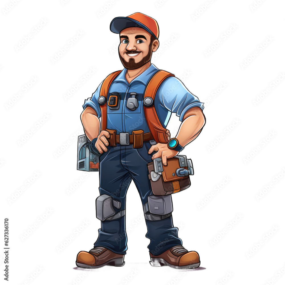 Electrician cartoon character isolated on transparent background ...
