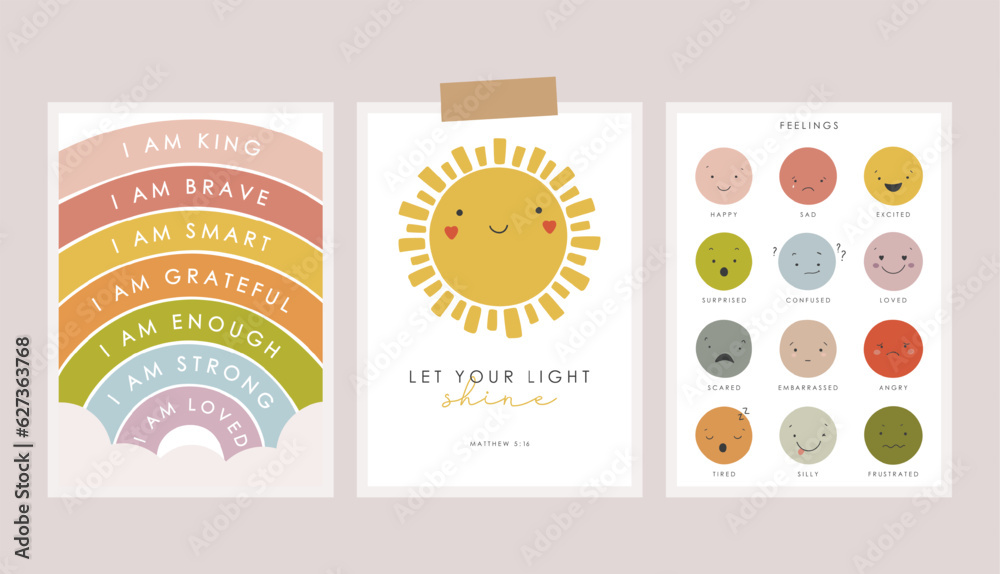 Set of 3 Educational Posters, Kids Wall Decor, Kindergarten Decor ...